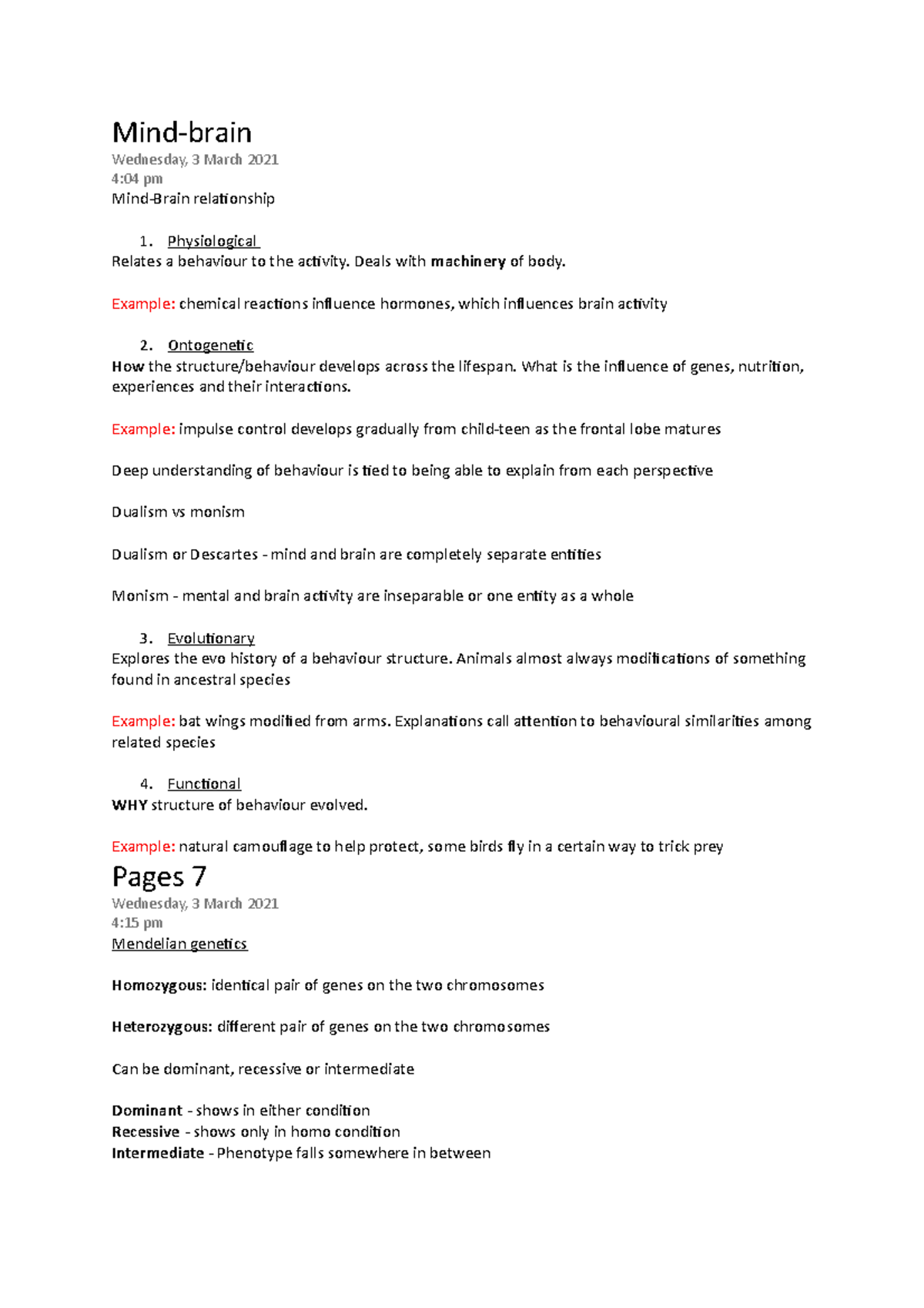 PSY202 - WEEK 1 - Mind-brain Wednesday, 3 March 20214:04 pm Mind-Brain ...