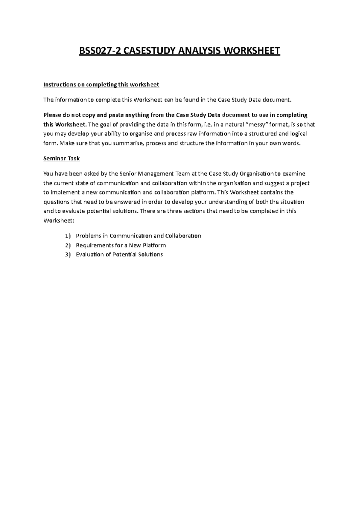 Case Study Worksheet - Understanding the aerodynamic loads acting on ...