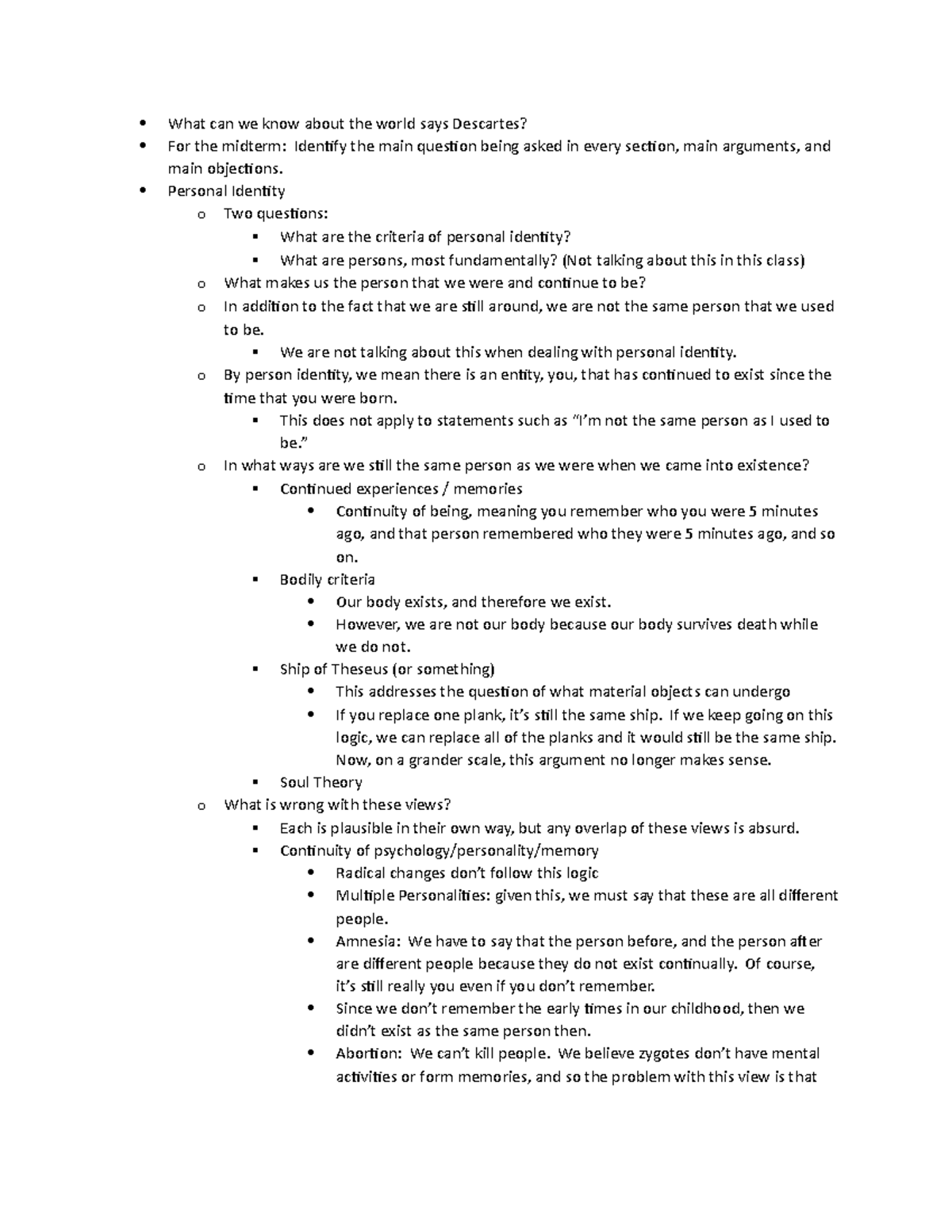 Discussion 3 - Criteria for identity and existence. Counterarguments ...