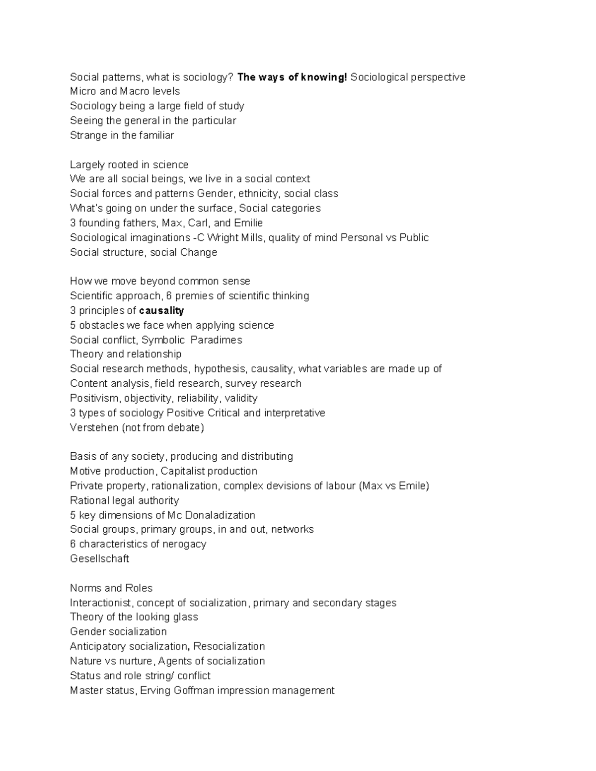 Sociology Midterm Review - Social patterns, what is sociology? The ways ...