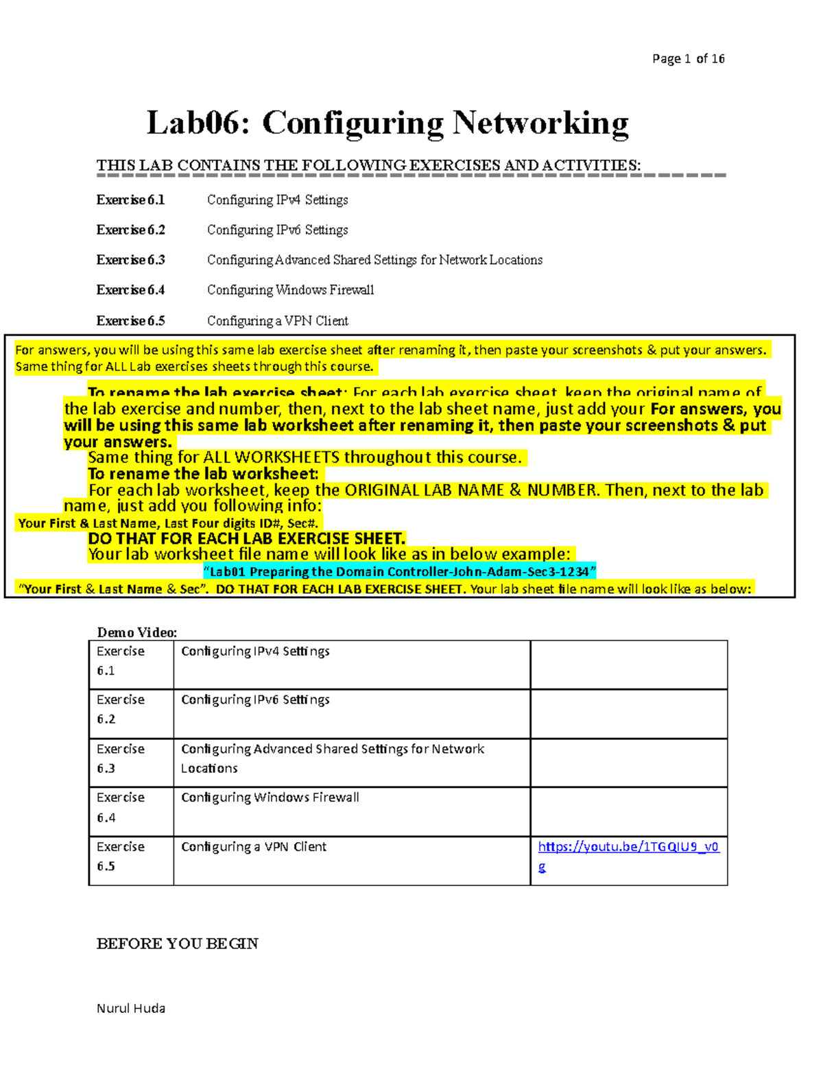 Lab06 Configuring Networks-Mustafa-Khan-Sec3-1441 - Lab06: Configuring Networking THIS LAB ...