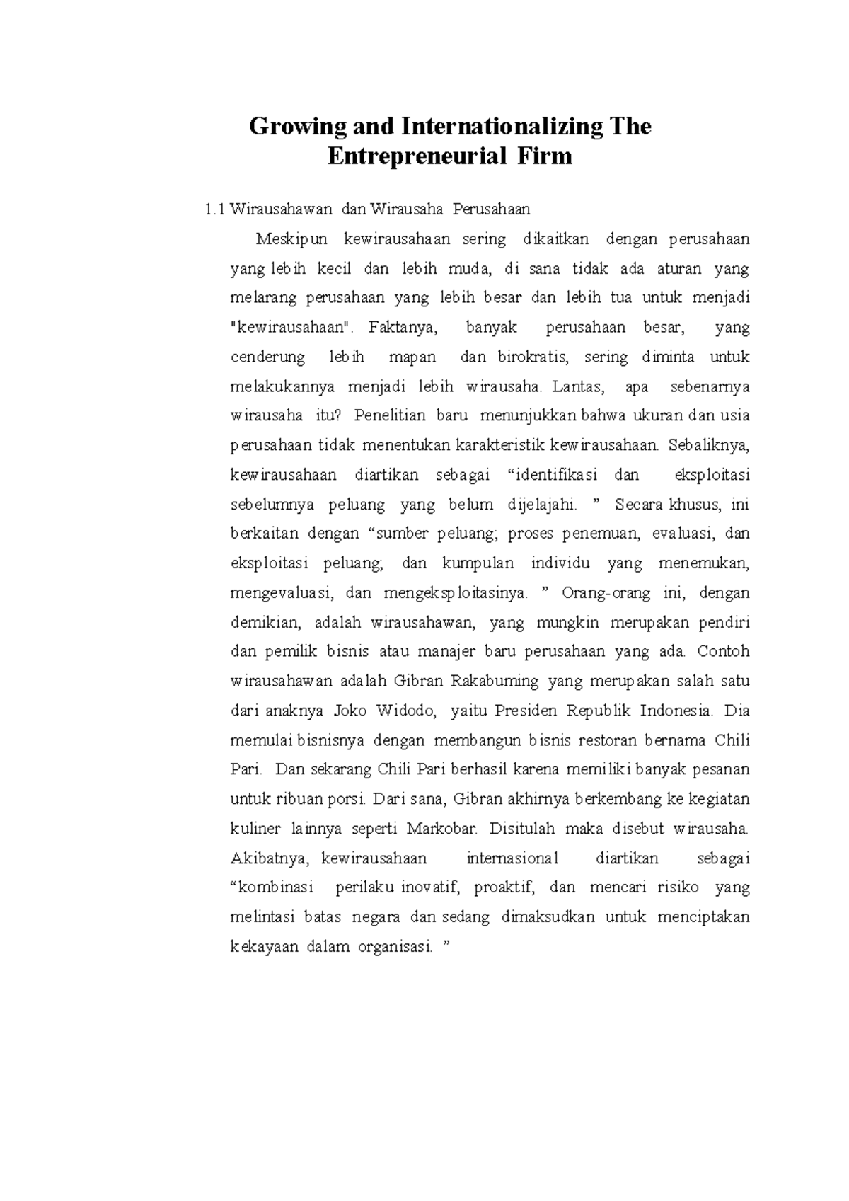 Growing and Internationalizing The Entrepreneurial Firm - Growing and ...