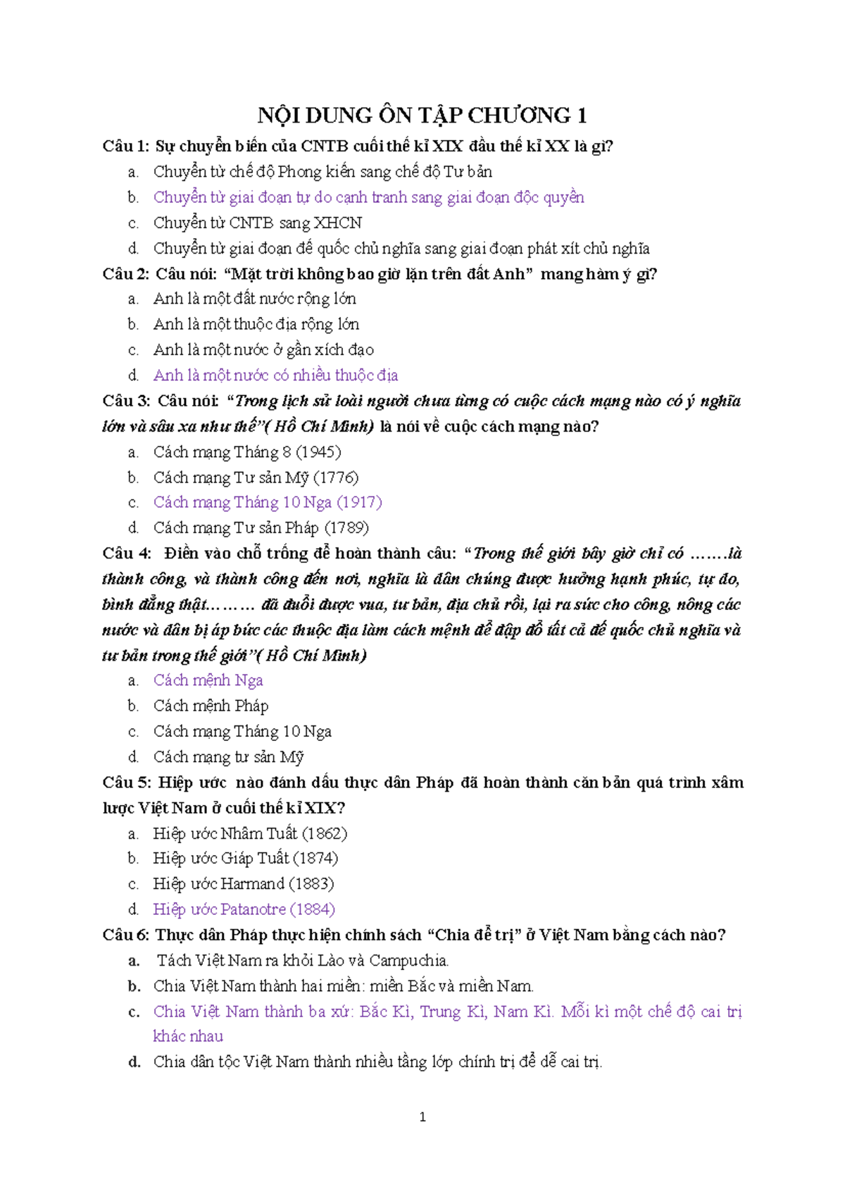 ND ON lsd gk - Nội dung ôn thi cuối kì lịch sử đảng - NỘI DUNG ÔN TẬP CHƯƠNG 1 Câu 1: Sự chuyển ...