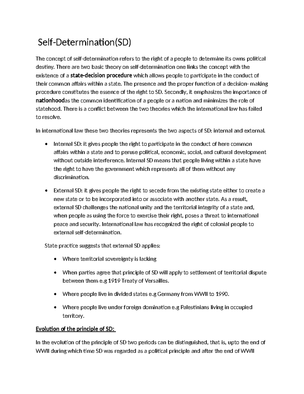 Self Determination S-D - Self-Determination(SD) The concept of self ...