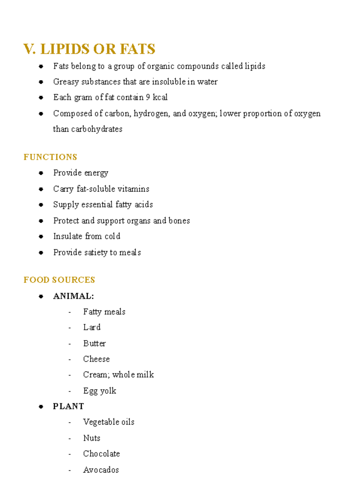 5. Lipids OR FATS - nutrition and diet therapy - V. LIPIDS OR FATS Fats ...