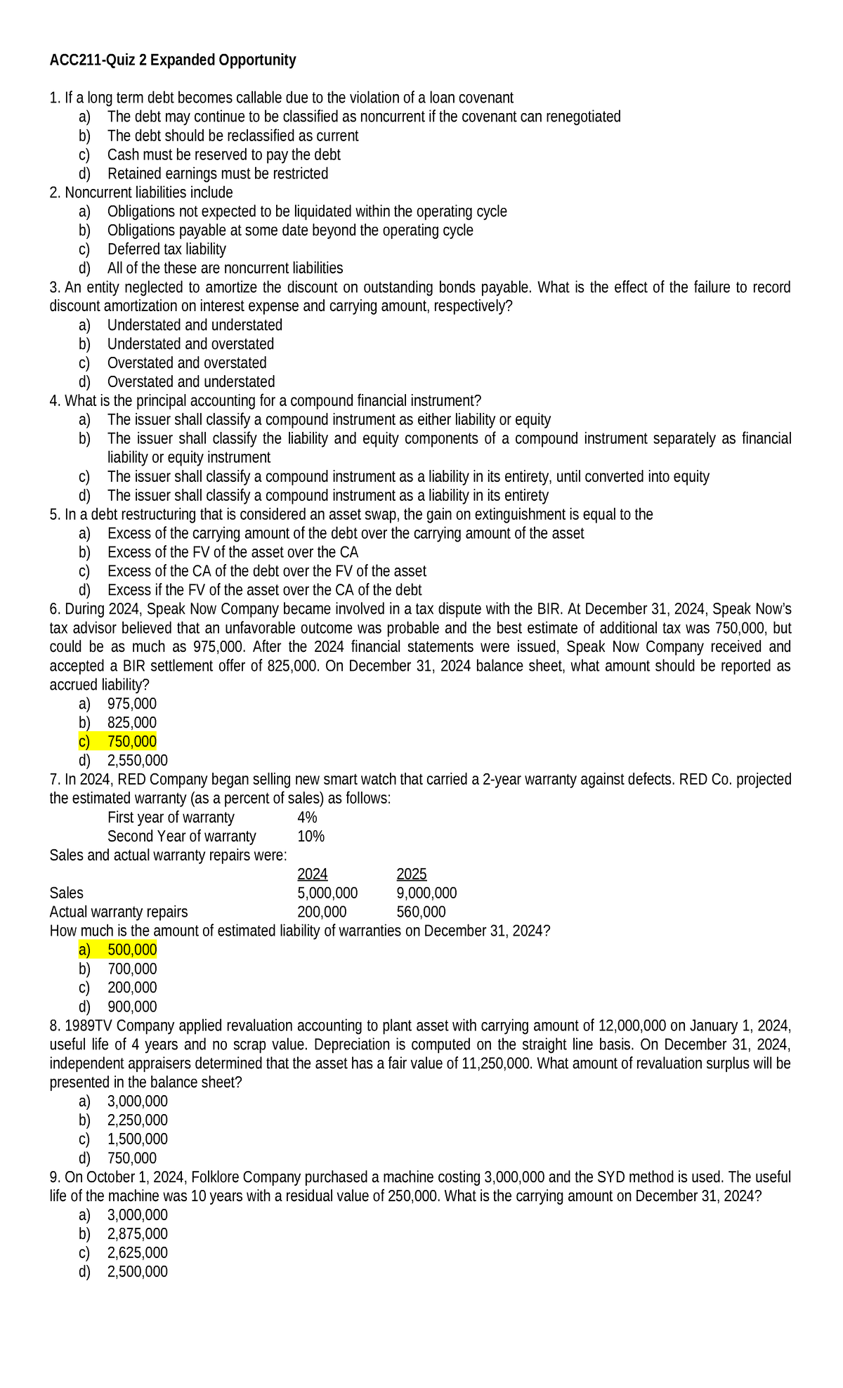 Expanded opportunity-Quiz2 - ACC211-Quiz 2 Expanded Opportunity If a ...