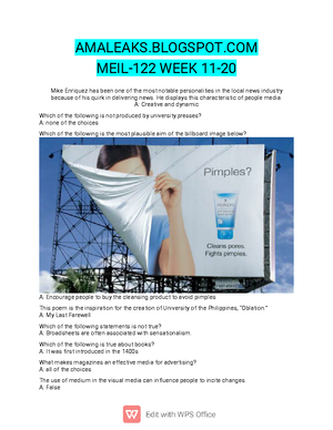 MIL WEEK 1-10 - MIL WEEK 1-10 - CREATED BY: KUYA JOVERT Identify ...