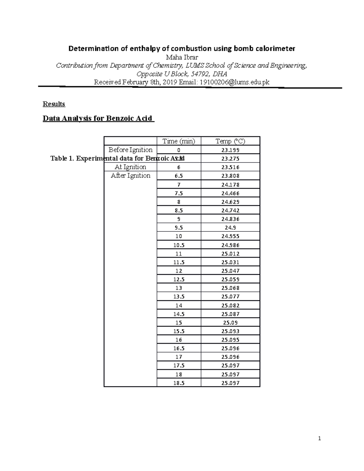 Phys lab 2 - REQUIRED - Determination of enthalpy of combustion using ...