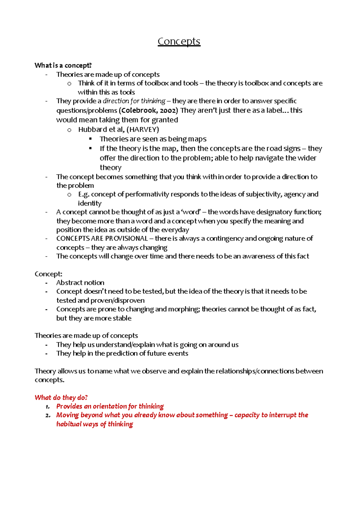 Concepts revision - Concepts What is a concept? Theories are made up of ...