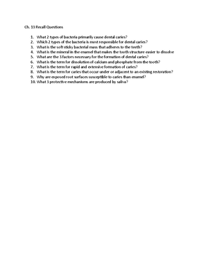 Ch. 13 Recall Questions - Ch. 13 Recall Questions What 2 types of ...