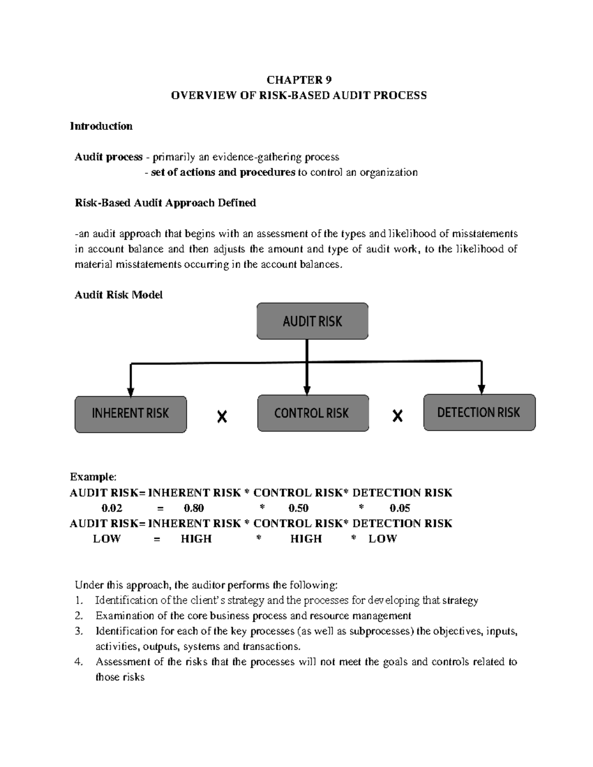 Overview of Risk-Based Audit Process - CHAPTER 9 OVERVIEW OF RISK-BASED ...