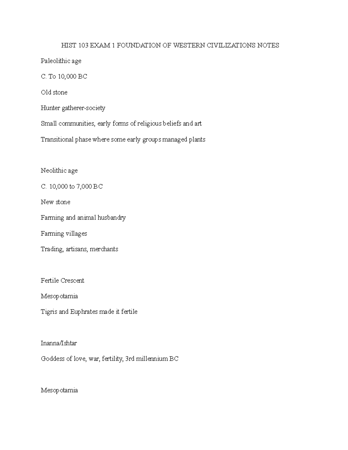 HIST 103 EXAM 1 Foundation OF Western Civilizations Notes - HIST 103 ...