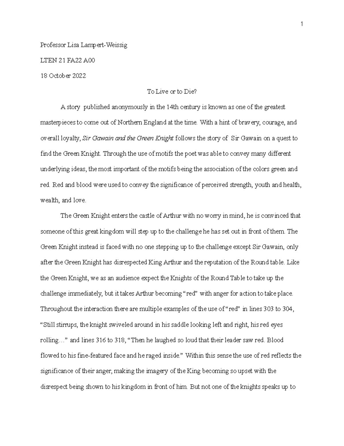 Paper One - Professor Lisa Lampert-Weissig - Professor Lisa Lampert ...