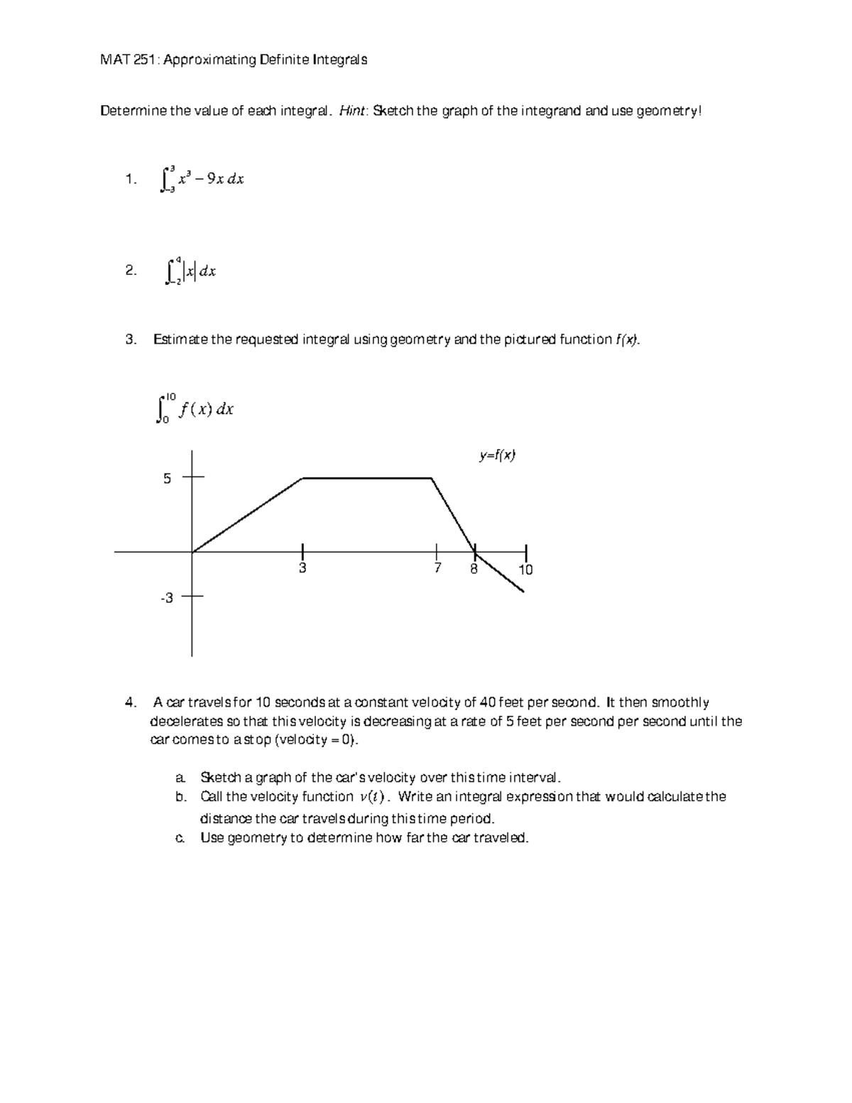 MAT251 18 - These practice questions are used to help students ...