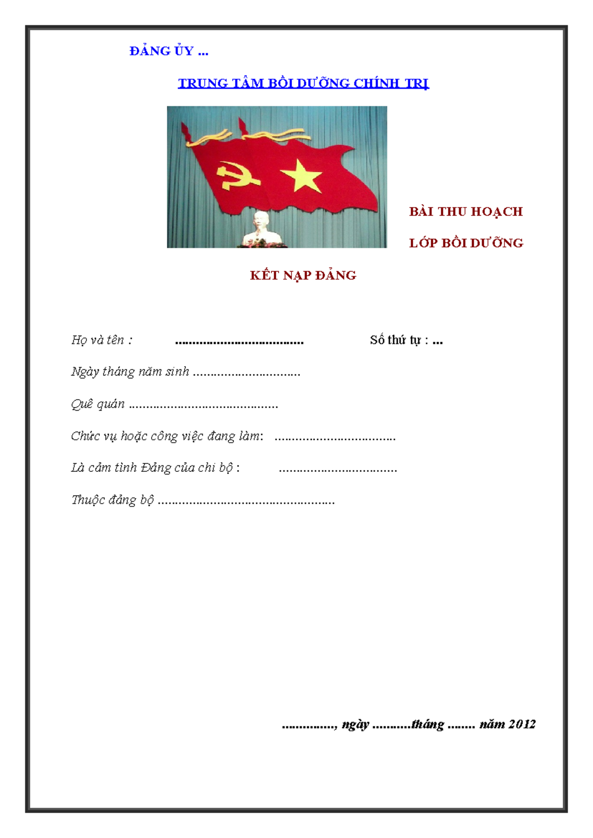 Bai thu hoach cam tinh dang mau 5 - ĐẢNG ỦY ... TRUNG TÂM BỒI DƯỠNG ...