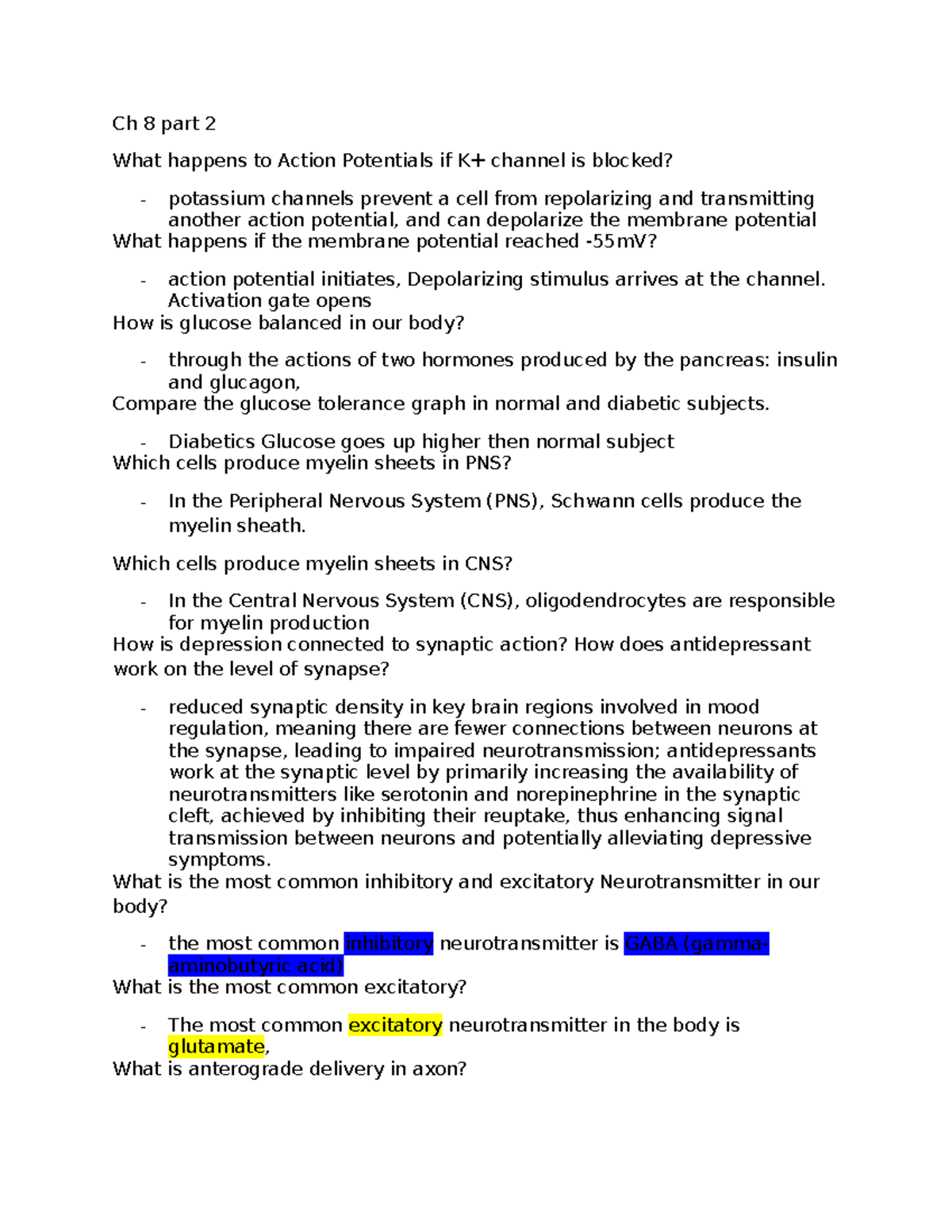 Ch 8 part 2 - practice questions for exam - Ch 8 part 2 What happens to ...