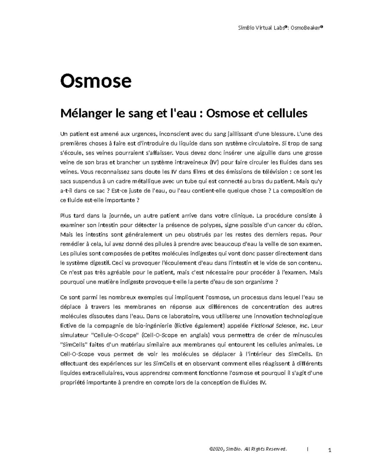 QTS Osmose PDF - Questionaire pour le lab 3 - ©2020, SimBio. All Rights Reserved. | 1 SimBio ...