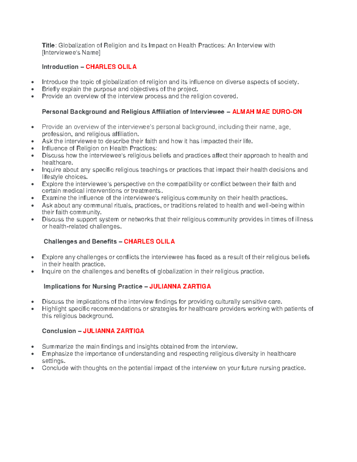 Globalization OF Religion AND ITS Impact ON Health Practices - Title ...