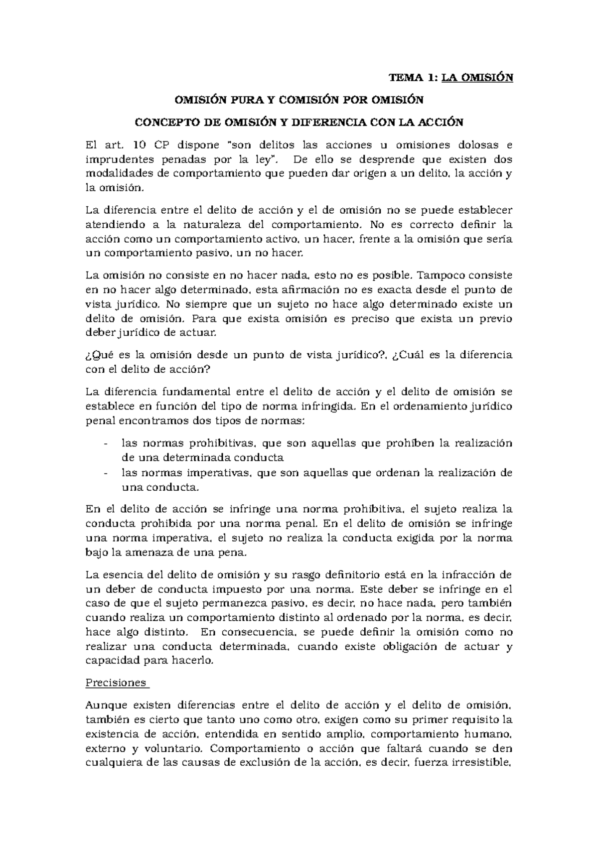 Tema 1. la omisión pura y omisión por comisión - TEMA 1: LA OMISIÓN ...