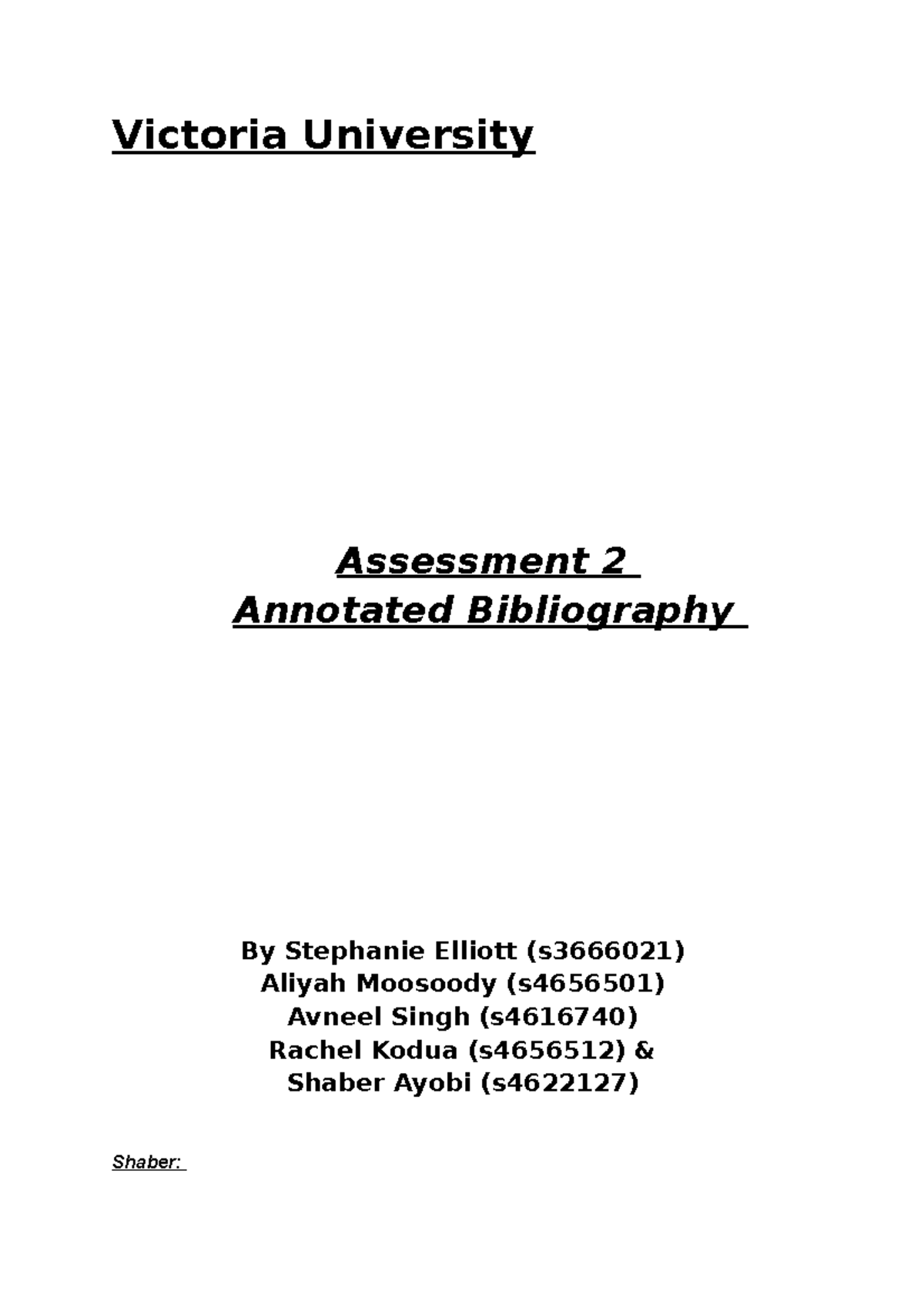 Assessment 2 - Annotated Bibliography - Group 2 - Victoria University ...