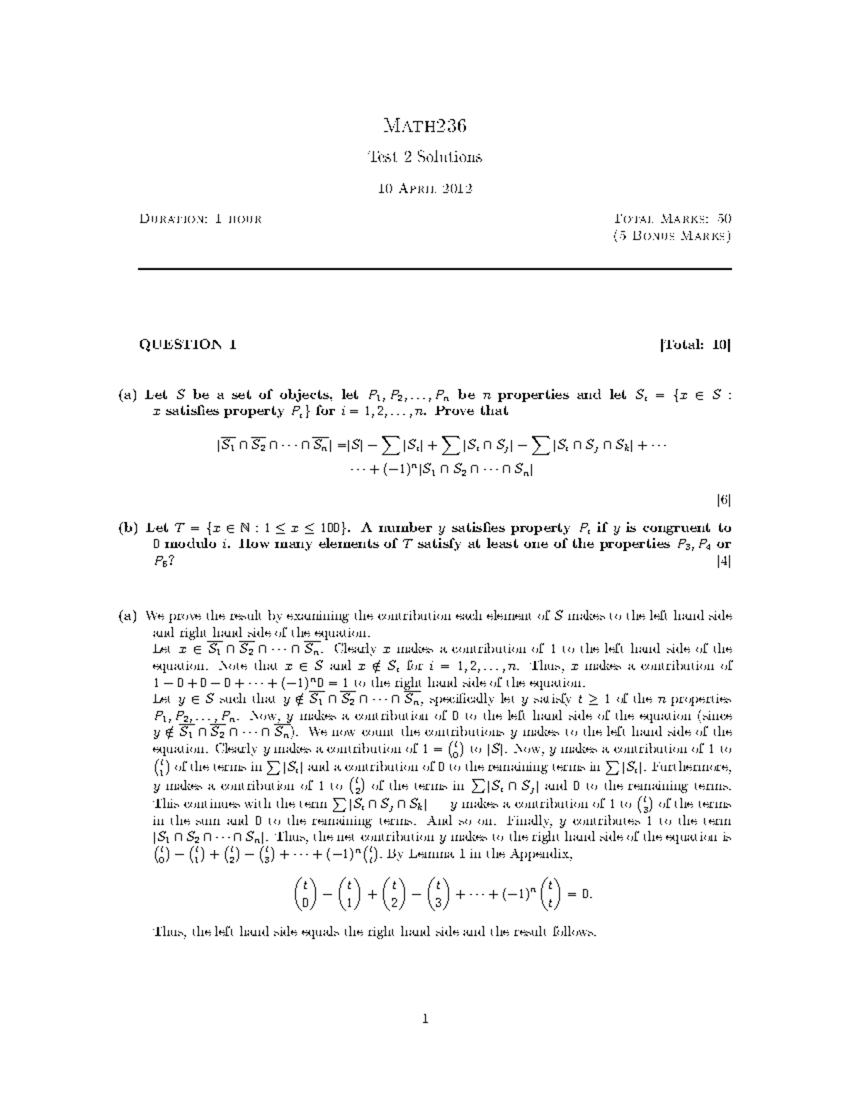 2012 - Test 2 - 2012 test practise - Math236 Test 2 Solutions 10 April ...