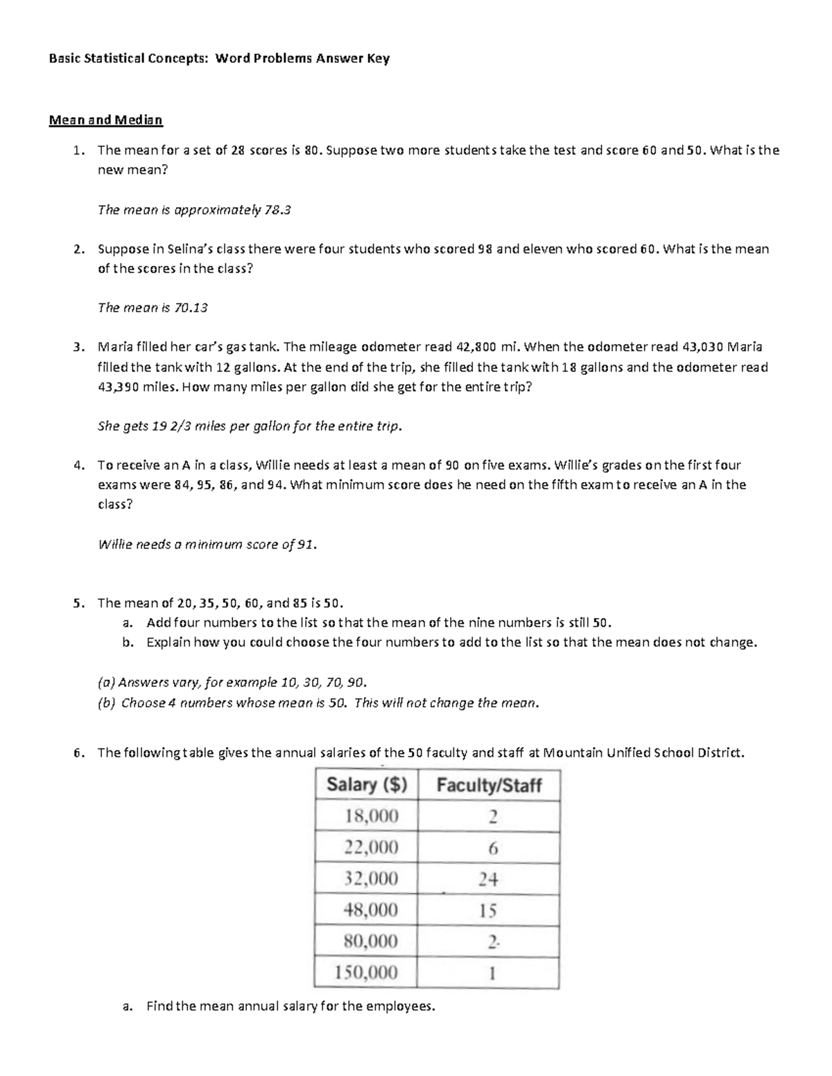 Stat Problem Sessions 1st - answer keys - Basic Statistical Concepts ...