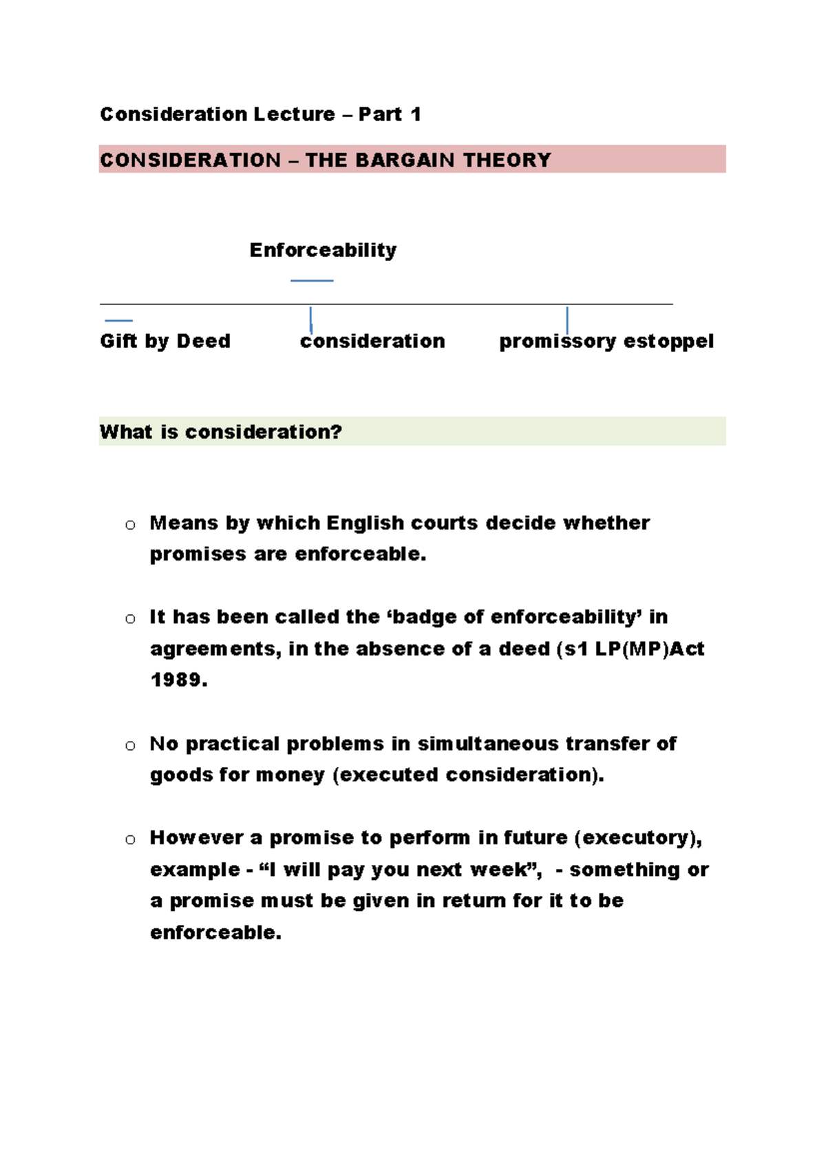 Consideration - Part 1 - nsjs - Consideration Lecture – Part 1 CONSIDERATION – THE BARGAIN ...