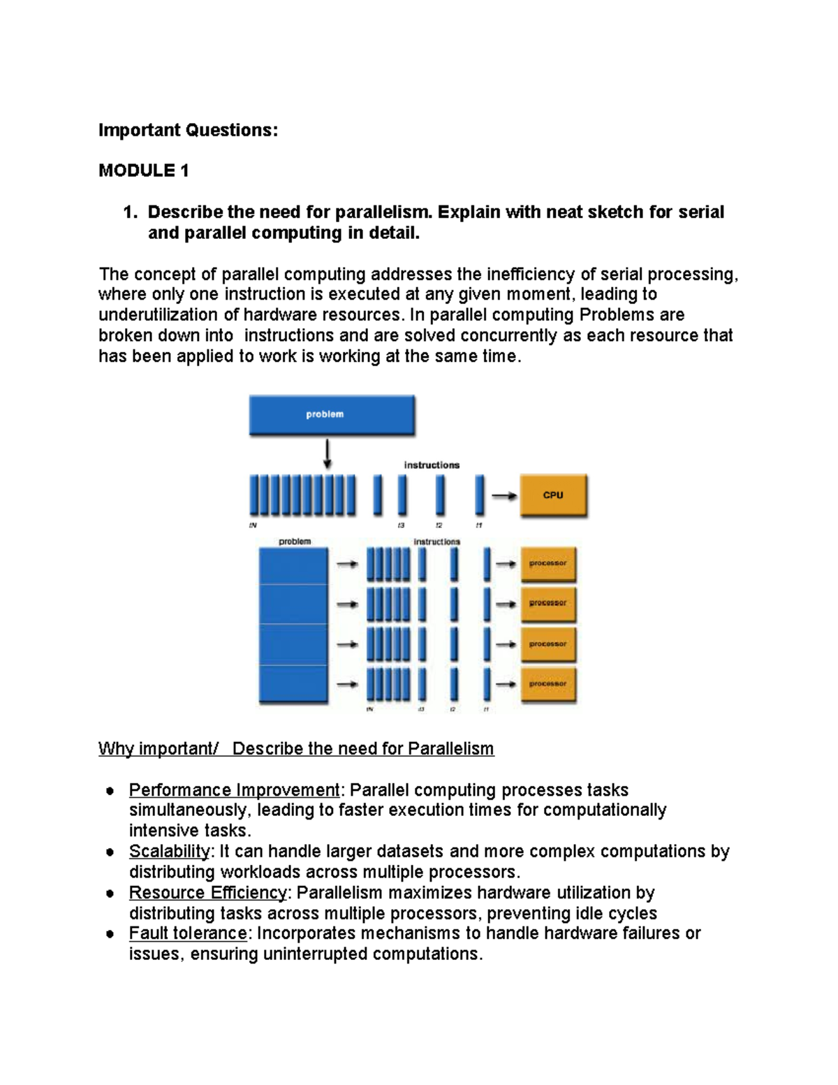 PDC important question - Important Questions: MODULE 1 1. Describe the ...