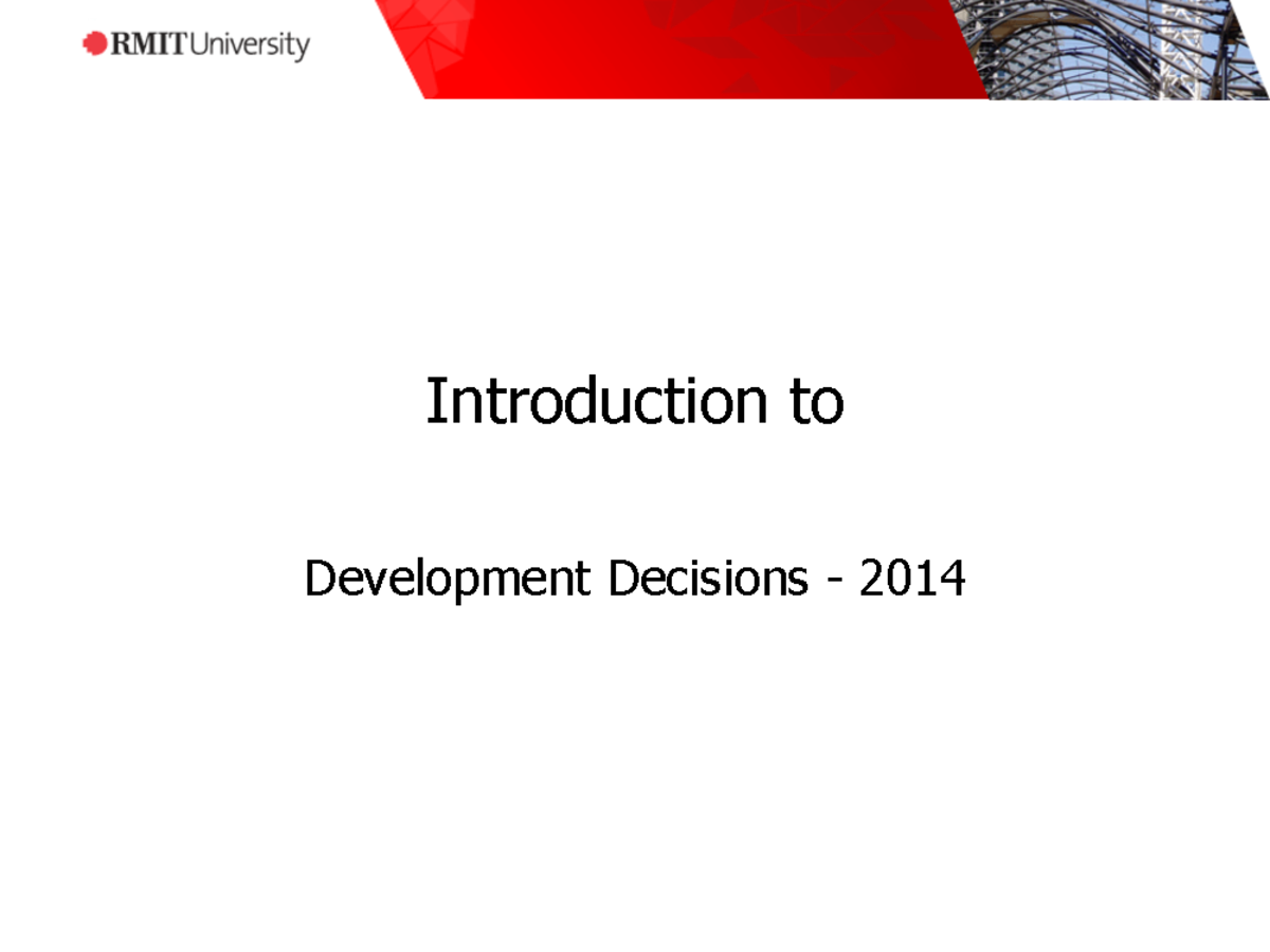 Lecture 1-10 - Development Decision - Introduction to Development ...