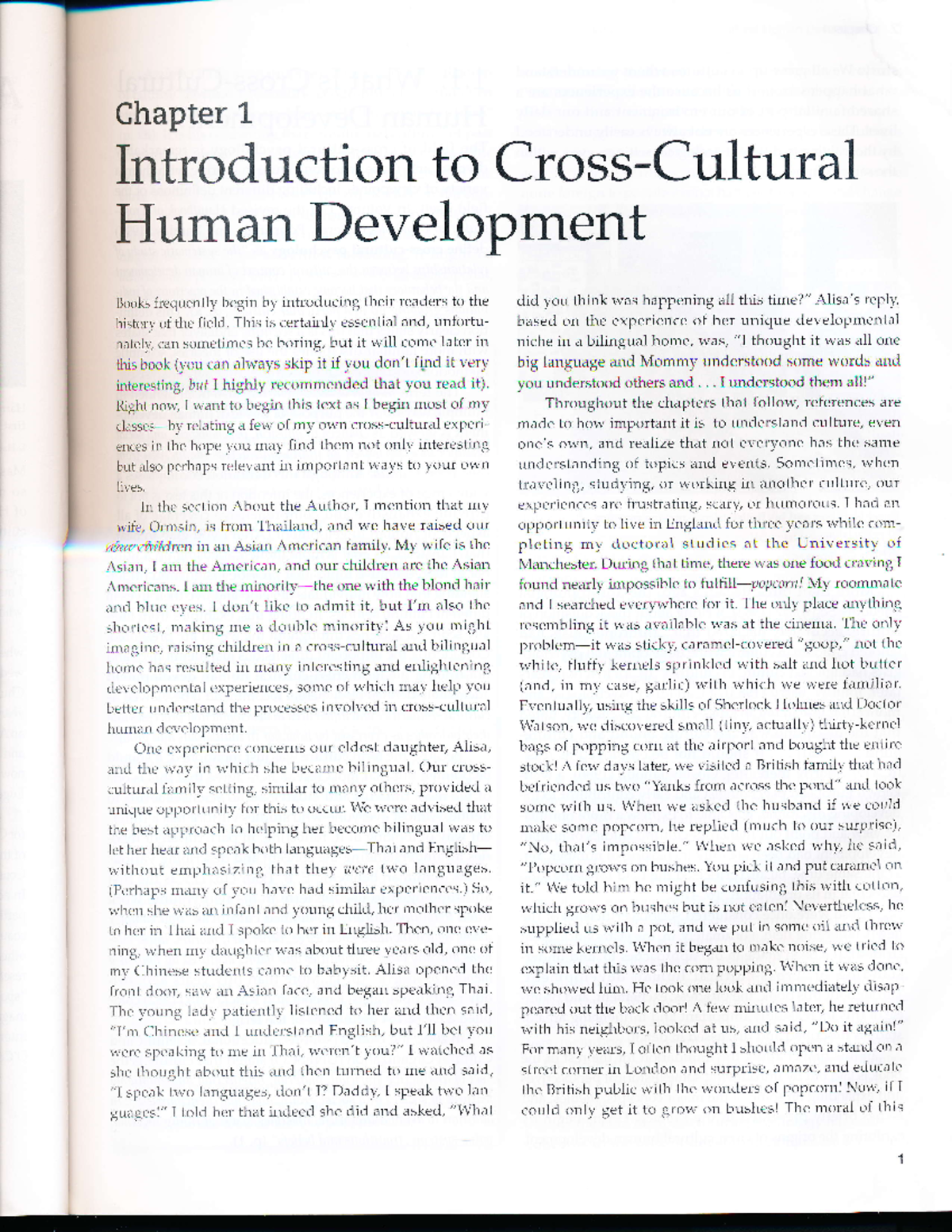 Gardiner text ch 1 and 2 - Chapter 1 Introduction to Cross-Cultural ...