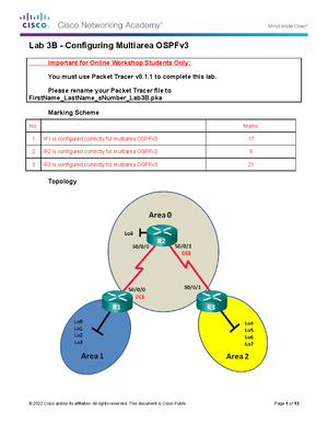 Lab2B - Troubleshooting Basic Single-Area OSPFv 2 and OSPFv 3 - All students (on-campus and ...