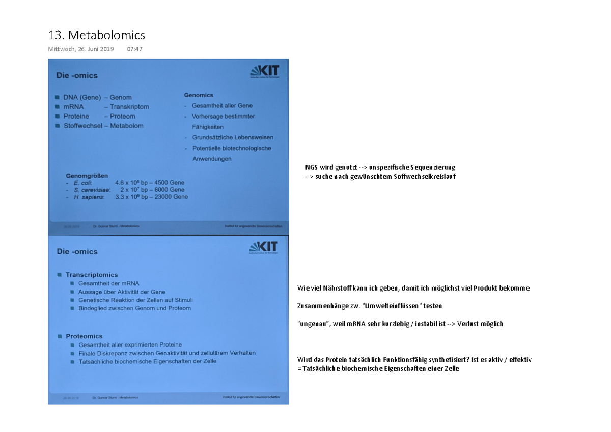 Vorlesung 13 Metabolomics-Mitschrift - Warning: TT: undefined function: 32 - Studocu