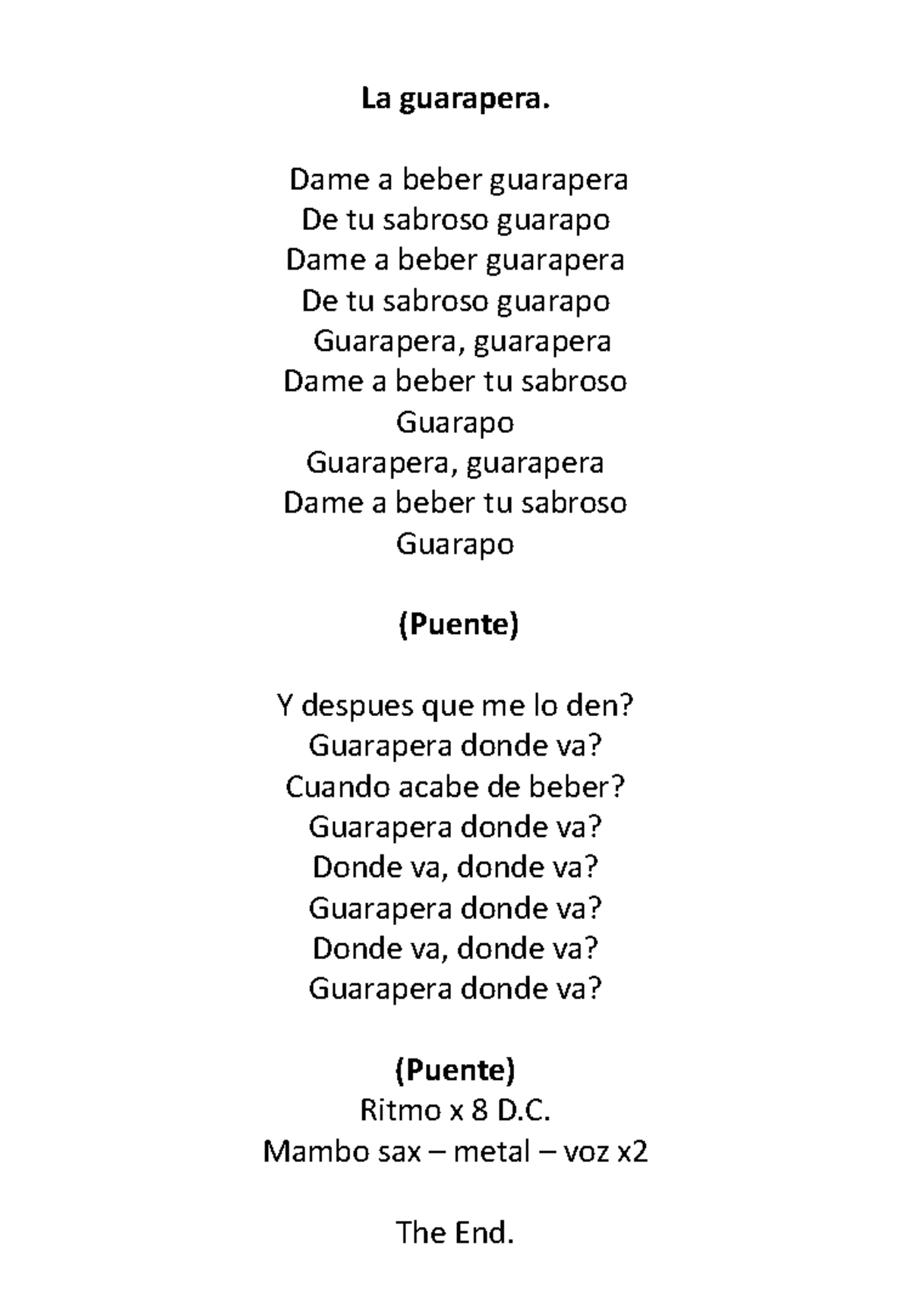 La guarapera Letra - Documento muy útil - Administración, Motivación ...