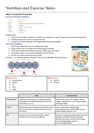Nutrition Lecture weeks 3-4 - Nutrition Lecture weeks 3- WEEK 3 ...
