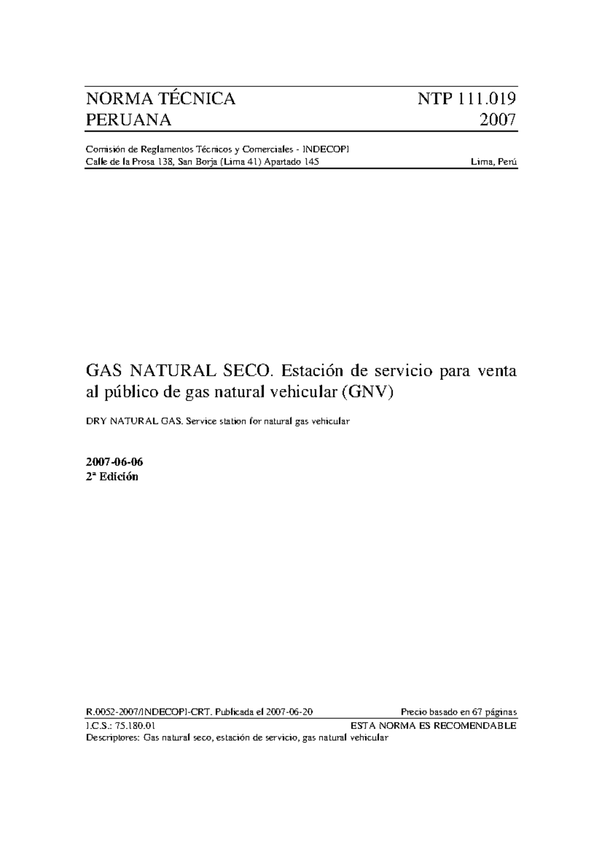 NTP 111 019 - nosma tecnica peruana de gnv - PERUANA 2007 Comisión de ...