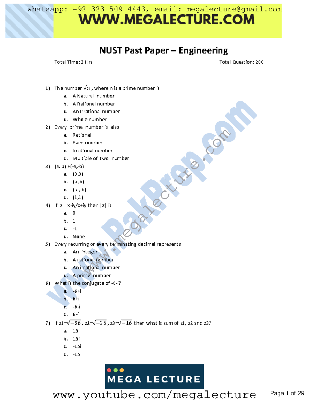 NUST-Engineering-1 - pakprep The Best Online Source for Entry Test ...