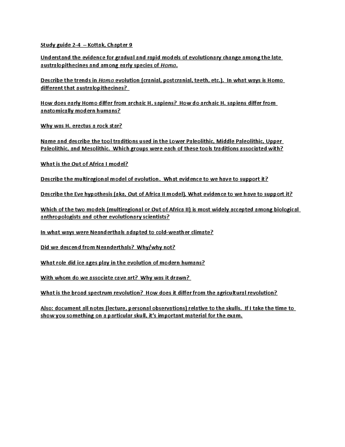 Study guide 2-4 - Dr. Fitzgerald - Study guide 2-4 – Kottak, Chapter 9 ...