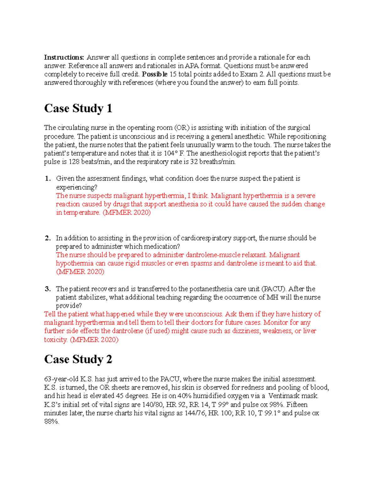 Pharm Case Studies Spring 2022 Student -1 - Instructions: Answer all ...