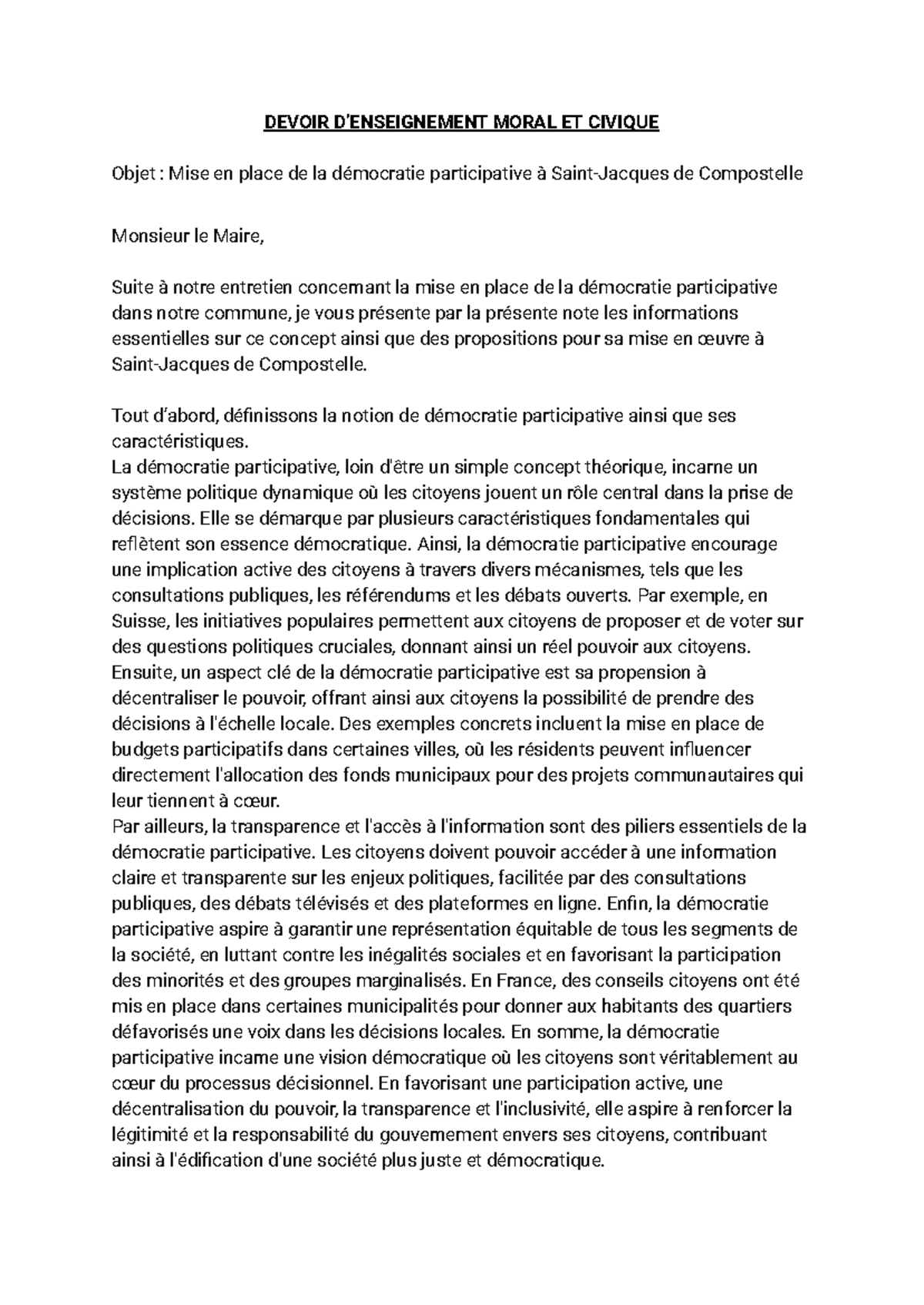 Devoir D’ Enseignement Moral ET Civique - DEVOIR D’ENSEIGNEMENT MORAL ...