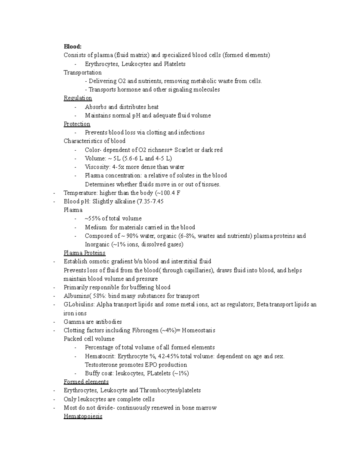 A P II Blood - Blood: Consists of plasma (fluid matrix) and specialized ...