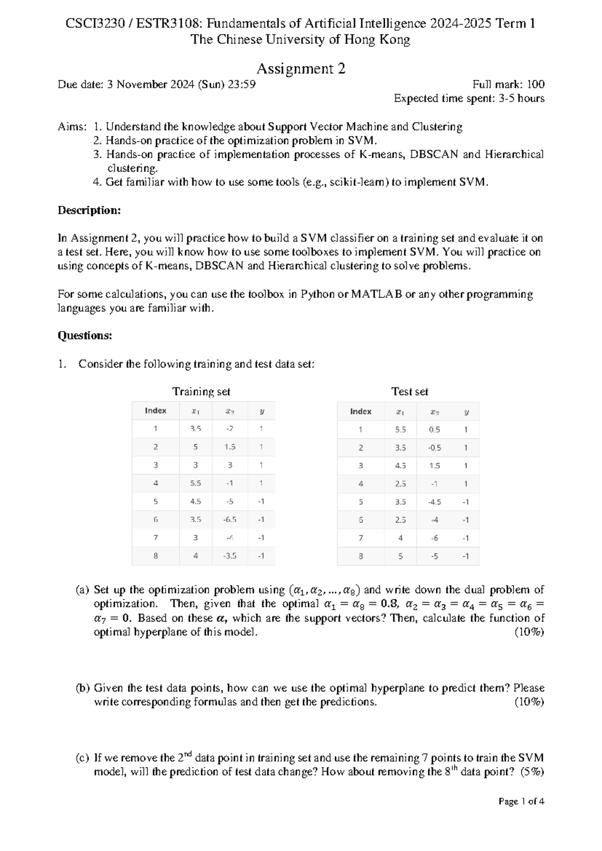 CSCI3230 2024Fall Assignment 2 updated - CSCI3230 / ESTR3108: Fundamentals of Artificial - Studocu