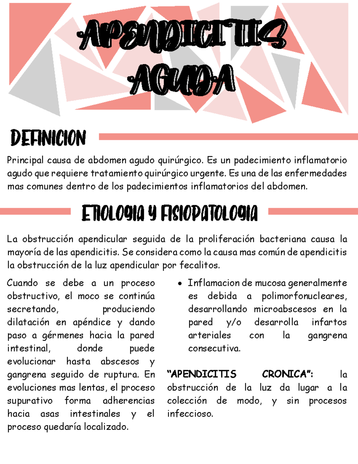 Apendicitis Aguda - DEFINICION Principal causa de abdomen agudo ...