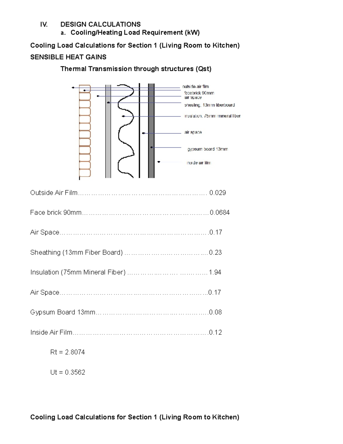 Design- Calculations - N/A - IV. DESIGN CALCULATIONS a. Cooling/Heating ...