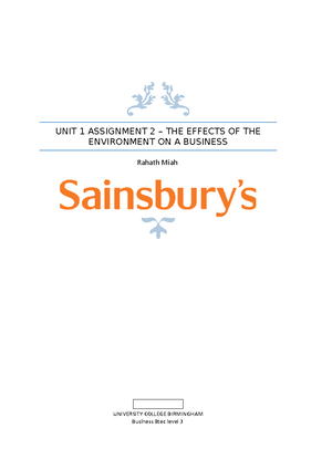 Assignment 1 Coursework - Unit 1: Exploring Business FEATURES CONTRIBUTING TO THE SUCCESS OF TWO ...