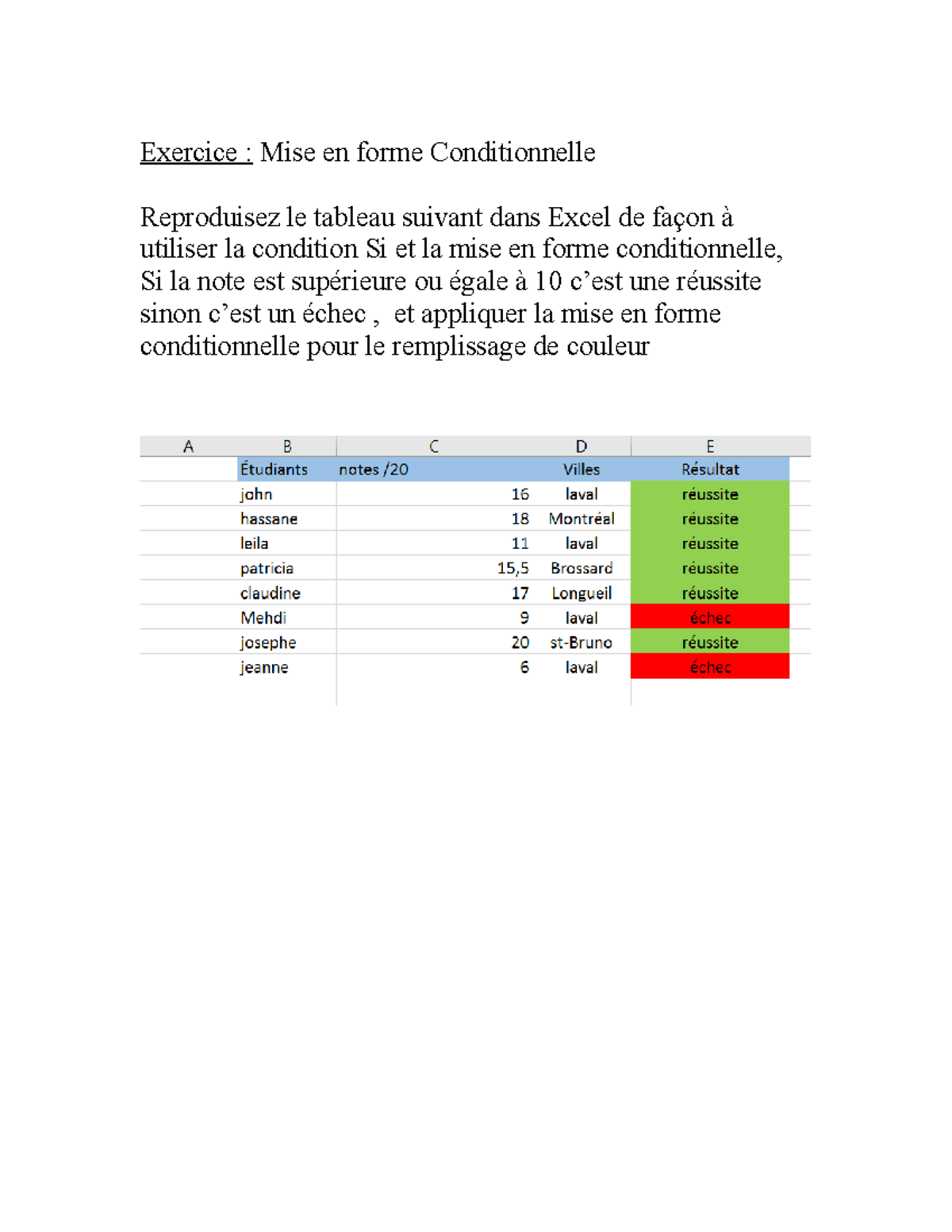 Exercice-condition-simple - 461-066 - Exercice : Mise en forme ...