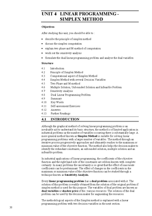 Simplex method lpp - Programming Techniques – Linear Programming and Application UNIT 4 LINEAR ...