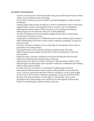 Ancient Civilization Notes 2 - ANCIENT CIVILIZATION Ancient ...