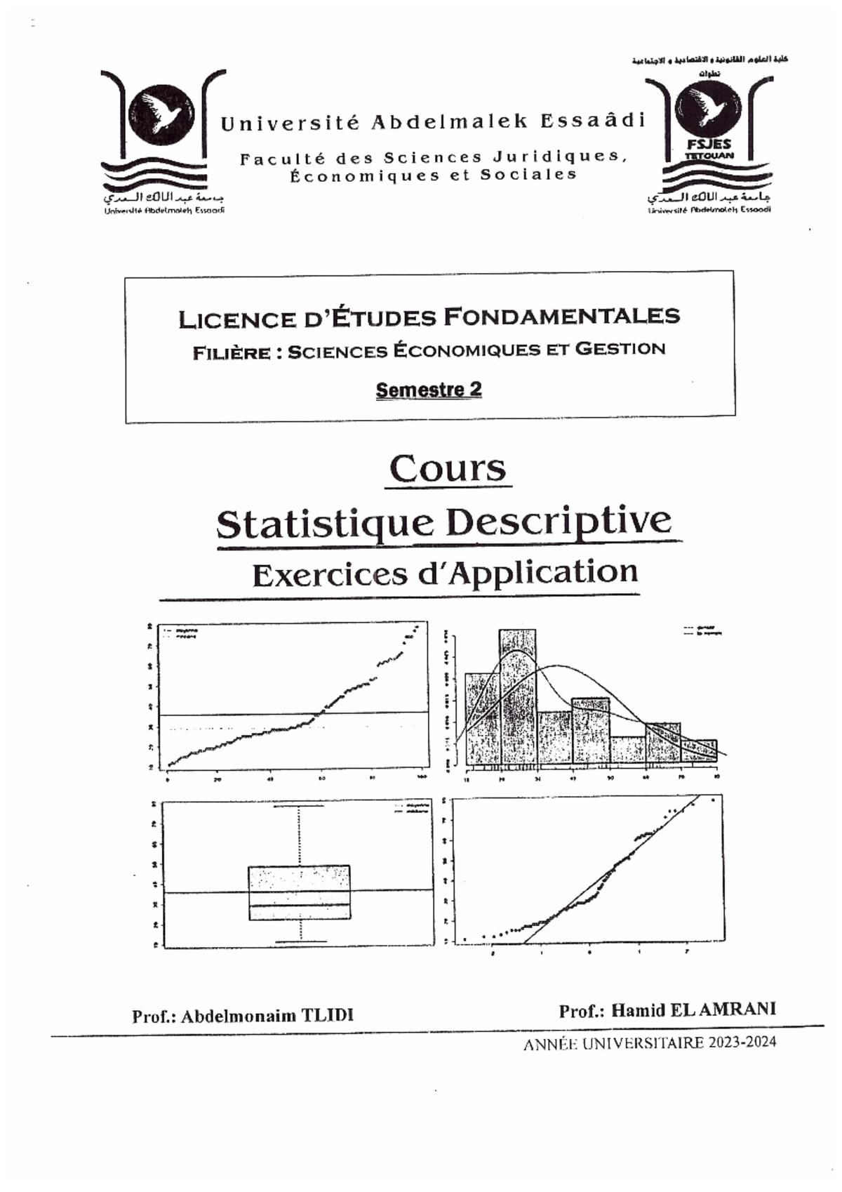 Cours Statistiques S2 Tetouan Statistiques Descriptives Studocu