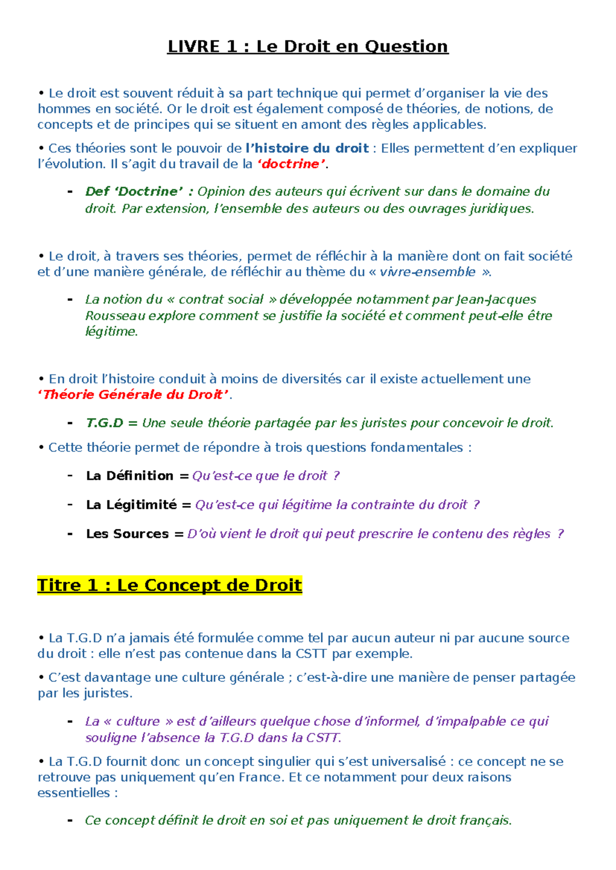 Sectio~1 - La définition du droit - LIVRE 1 : Le Droit en Question Le ...