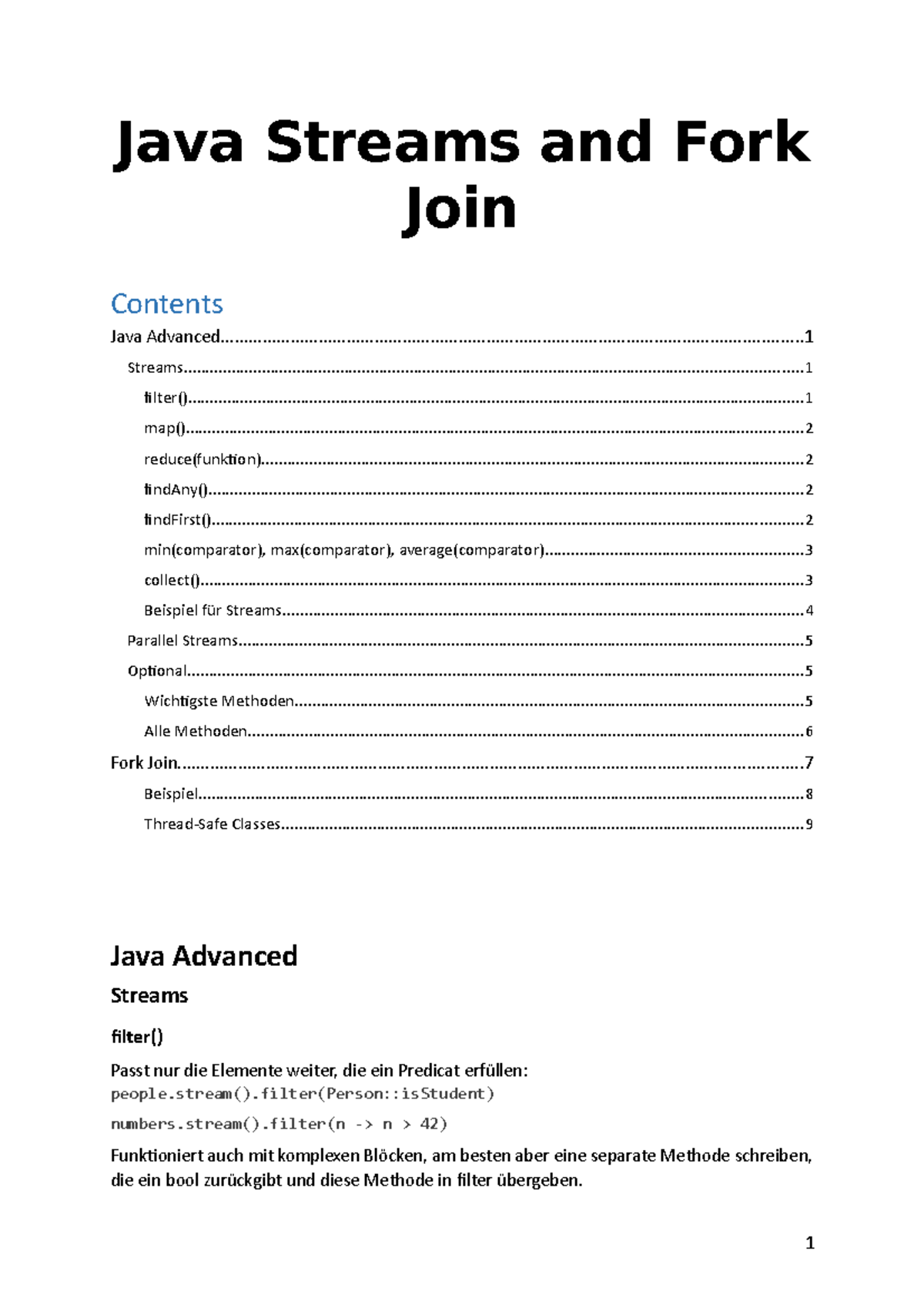 Java Advanced - by Valerii Zhyla - Java Streams and Fork Join Contents Java - Studocu
